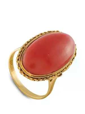 LB EXCLUSIVE 18k Yellow Oval Coral Cocktail Ring - Gold
