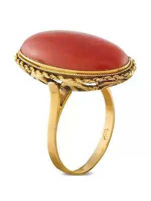 LB EXCLUSIVE 18k Yellow Oval Coral Cocktail Ring