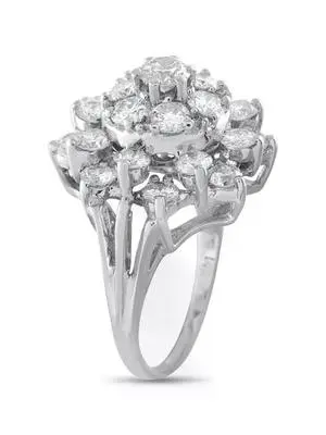 LB EXCLUSIVE 2.90 Carat Diamond Flower Cluster Ring In 14k White Gold - Silver