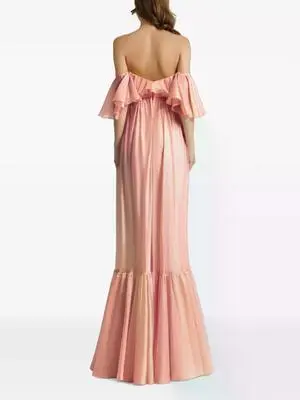 GEMY MAALOUF Off-the-shoulder Flower Appliqué Gown