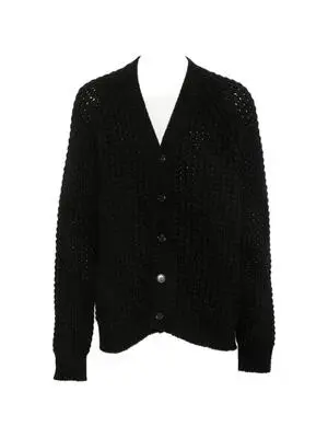 ROBERTO COLLINA Waffle-knit Raglan-sleeve Cardigan - Black
