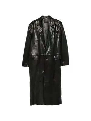 ANN DEMEULEMEESTER Buttoned Leather Coat - Black