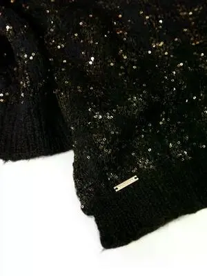 TWINSET Jacquard Knit Scarf With Houndstooth Pattern - Black
