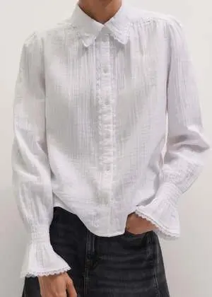 ME+EM Lace Trim Cheesecloth Blouse