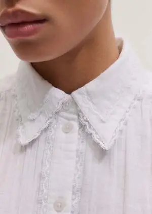 ME+EM Lace Trim Cheesecloth Blouse