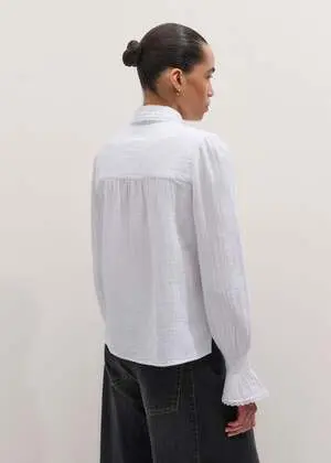 ME+EM Lace Trim Cheesecloth Blouse