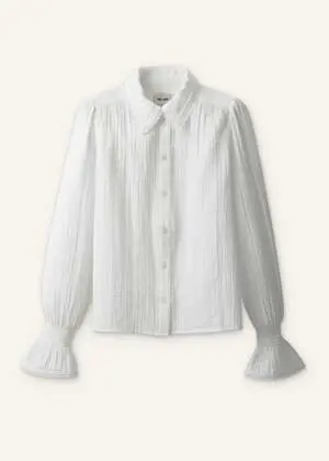 ME+EM Lace Trim Cheesecloth Blouse