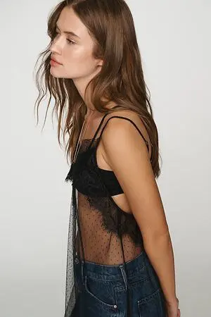 LYREBIRD Mesh Lace Slip Maxi Dress - Black
