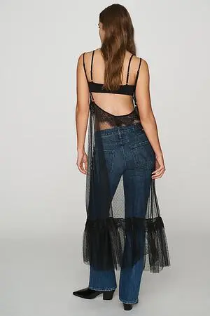 LYREBIRD Mesh Lace Slip Maxi Dress - Black