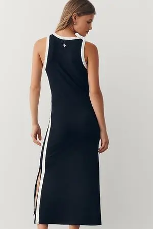 Daily Practice Contrast Piping High Neck Tank Dress - Black
