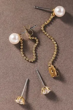 Nadri Venus Pearl Front-back Earrings - Gold