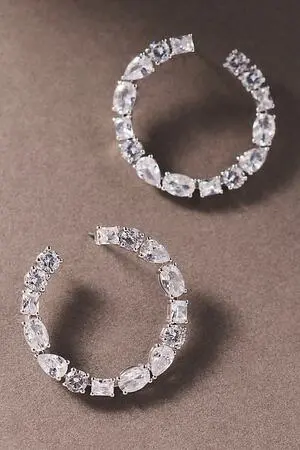 Nadri Runway Front-back Hoop Earrings - Silver