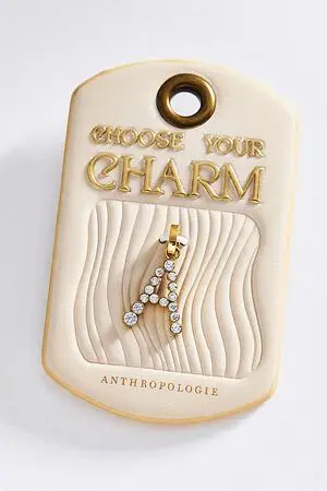 Anthropologie Bezel Pavé Crystal Initial Charm - A