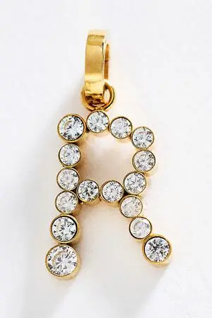 Anthropologie Bezel Pavé Crystal Initial Charm - R