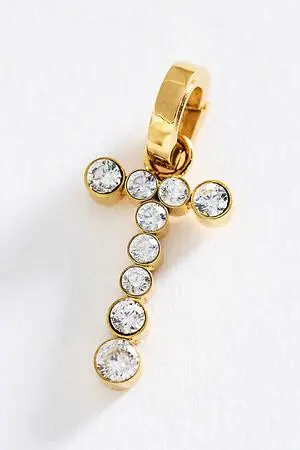 Anthropologie Bezel Pavé Crystal Initial Charm - T
