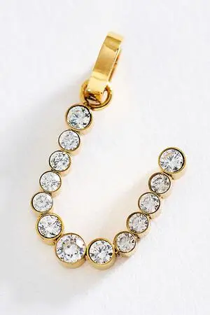 Anthropologie Bezel Pavé Crystal Initial Charm - U