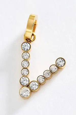 Anthropologie Bezel Pavé Crystal Initial Charm - V