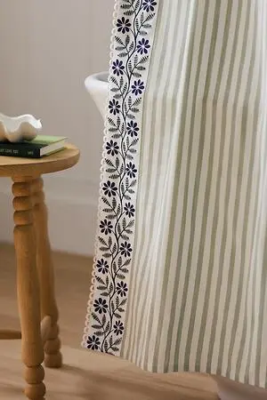 Anthropologie Evita Cotton Tie Stripe Shower Curtain