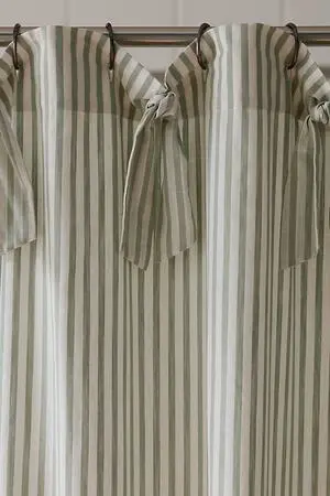 Anthropologie Evita Cotton Tie Stripe Shower Curtain