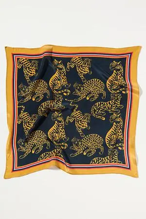 Anthropologie Tiger Prt Scarf - Navy