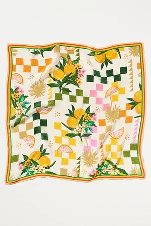 Anthropologie Lemon Prt Scarf - Yellow Pattern