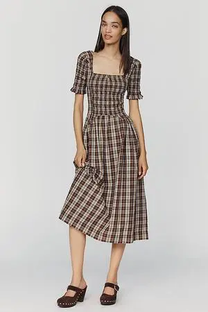 DAMSON MADDER Emmy Shirred Midi Dress