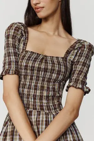 DAMSON MADDER Emmy Shirred Midi Dress
