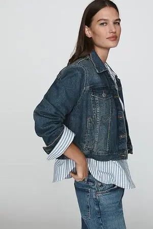 PILCRO Shrunken Denim Trucker Jacket - Medium Denim