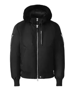 Mackage August-z Bomber Jacket With Shearling-trimmed Hood - Black
