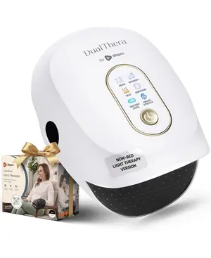 LIFEPRO Dualthera Hand Massager With Heat And Compression Cordless Hand Massage Machine For Finger - White