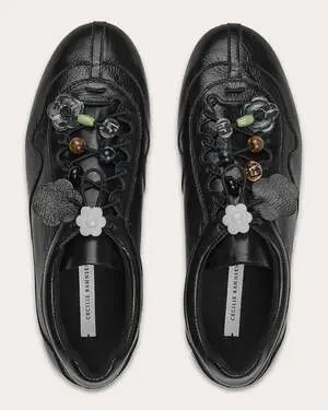 Cecilie Bahnsen Blaise Beaded Floral Leather Sneaker