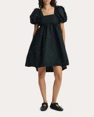 Cecilie Bahnsen Tilde Fiamma Fil-coupé Puff-sleeve Dress - Black