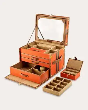 Wolf Ida Trunk Canvas Jewelry Box - Orange
