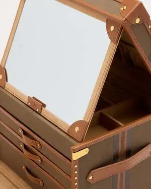 Wolf Ida Trunk Canvas Jewelry Box - Brown