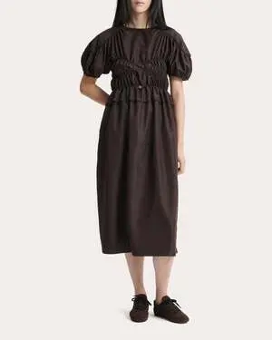 Cecilie Bahnsen Betsy Faille Midi Dress - Brown