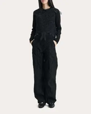 Cecilie Bahnsen Aya Sheer Organza Embroidered Bow Top