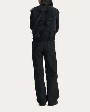 Cecilie Bahnsen Aya Sheer Organza Embroidered Bow Top