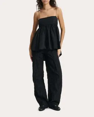 Cecilie Bahnsen Veronica Ditsy Bellis Jacquard Babydoll Top - Black