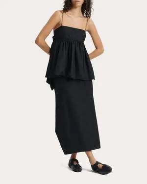 Cecilie Bahnsen Ditsy Bellis Jacquard Babydoll Top With Bow Detail - Black