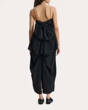 Cecilie Bahnsen Ditsy Bellis Jacquard Babydoll Top With Bow Detail - Black