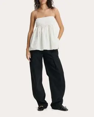 Cecilie Bahnsen Veronica Ditsy Bellis Jacquard Babydoll Top - White