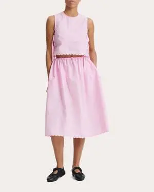 Cecilie Bahnsen Feeba Embroidered Taffeta Crop Top