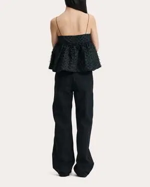 Cecilie Bahnsen Babette Fiamma Fil-coupé Peplum Top - Black