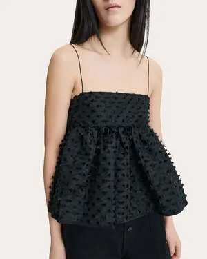Cecilie Bahnsen Babette Fiamma Fil-coupé Peplum Top - Black