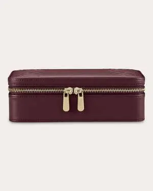 Wolf Liberty Medium Zip Embossed Jewelry Case - Red
