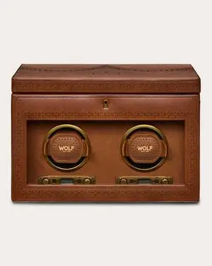 Wolf Brogue Double Watch Winder - Brown