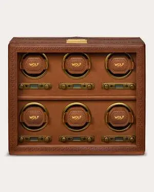 Wolf Brogue 6-piece Watch Winder - Brown