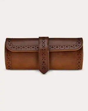 Wolf Brogue Triple Watch Roll - Brown
