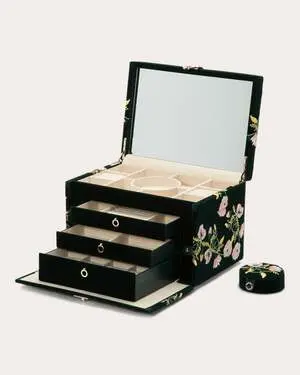 Wolf Zoe Embroidered Velvet Large Jewelry Box