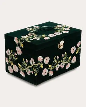 Wolf Zoe Embroidered Velvet Large Jewelry Box